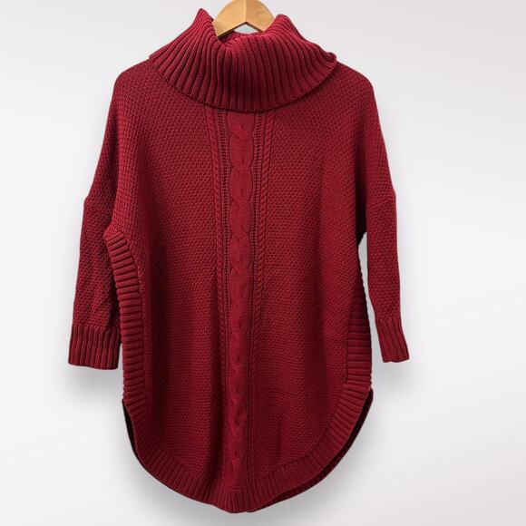 Express | Sweaters | Express Medium Red Tunic Cowl Neck Sweater Winter ...